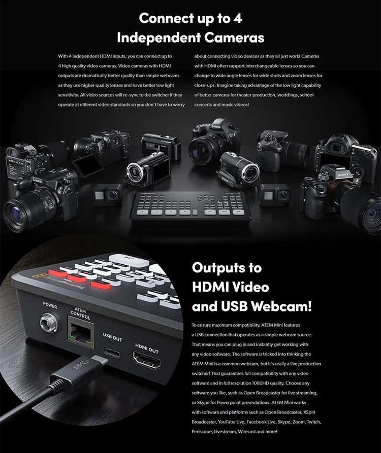 Blackmagic Atem Mini Pro Hd-mi Live Stream Switcher, Wireless ...