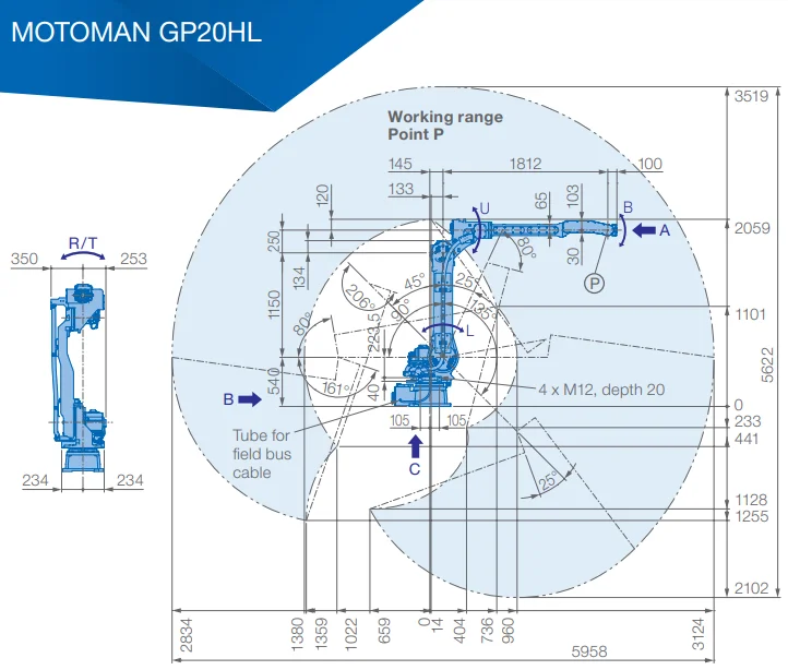 Yaskawa GP20HL 6 Axis Robot Arm - 20kg Payload & 3124mm Reach
