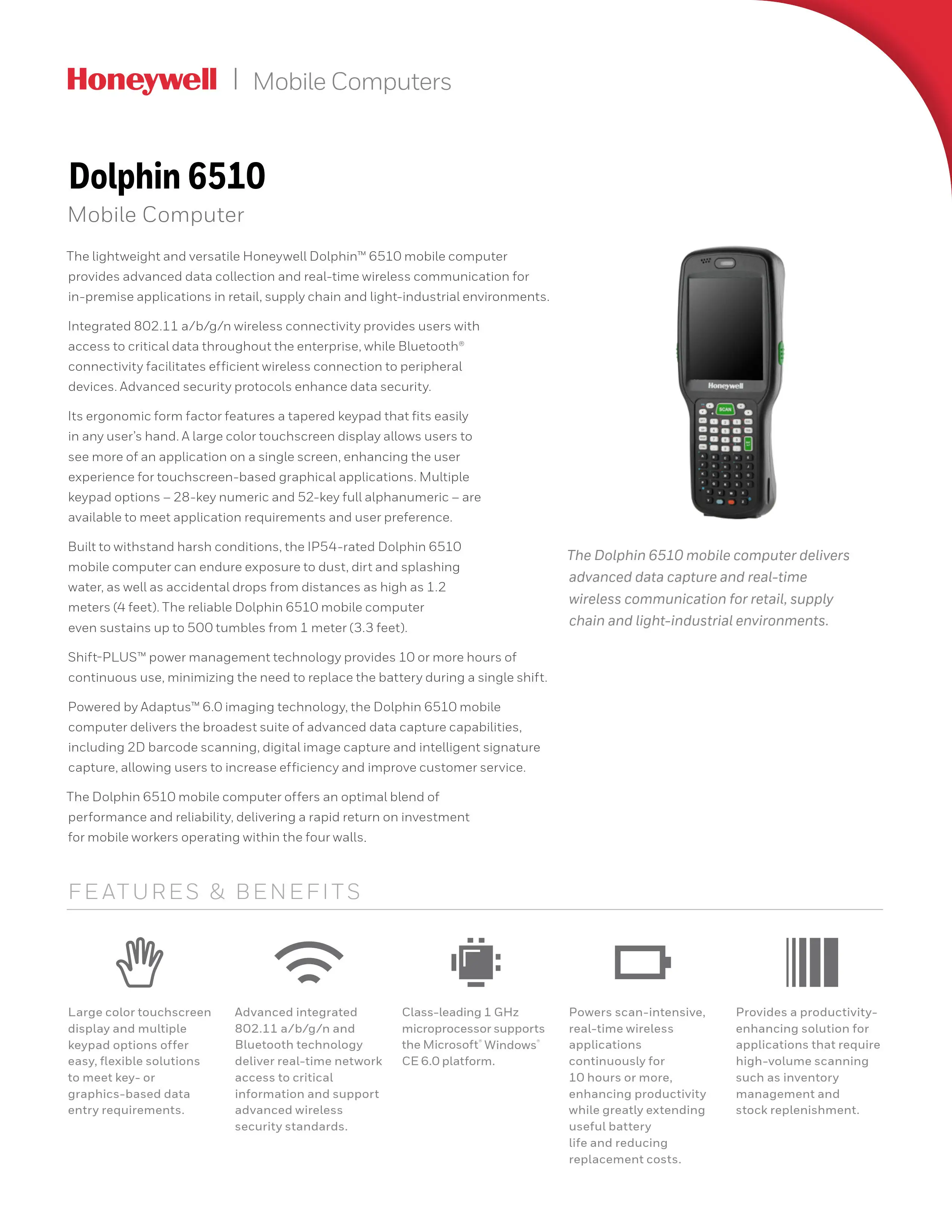 Honeywell Dolphin 6510 - Versatile Handheld PDA Scanner