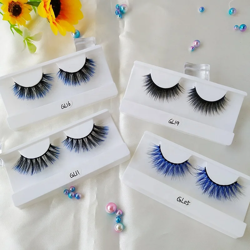 Gl Series Color Lashes Brown Purple Red Blue Green Strip Fake Eyelashes ...