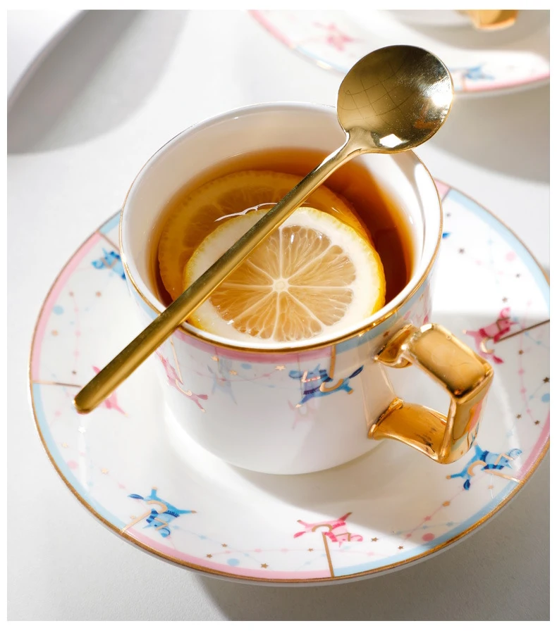Carousel Coffee Cup European Style Set With Gold Edge English Tea ...