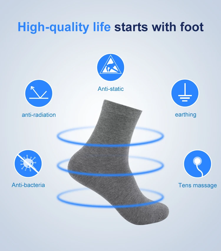Conductive Earthing Tens Anti Bacterial Anti Smell Socks With Pure ...
