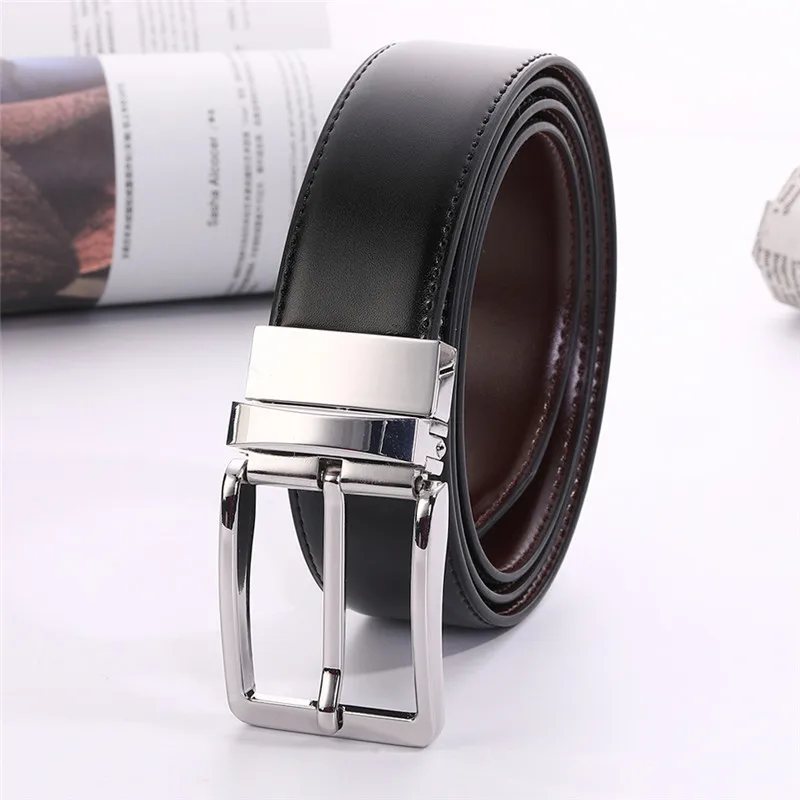 Lannyqveen Rotating Buckle Belt Men's Leather Belts For Men Alloy Pin ...