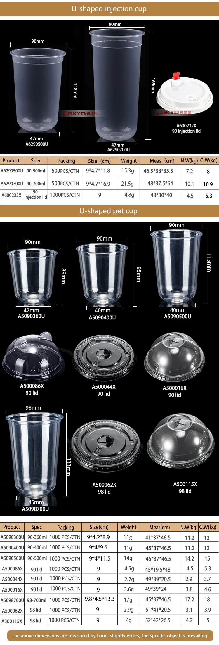 LOKYO Custom Logo 500ml U Shape Single Wall Plastic Cup Injection PP ...