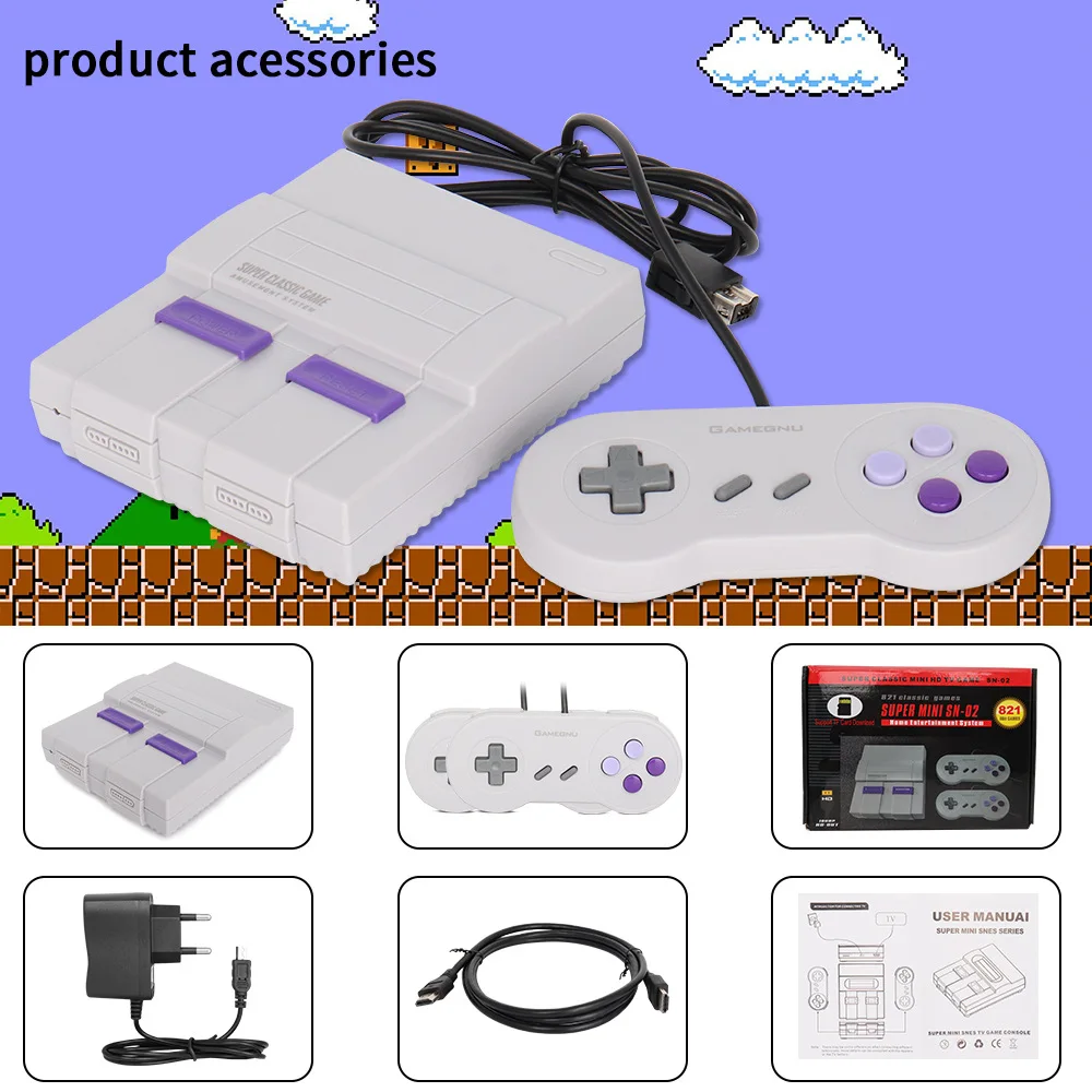 Mini Classic Retro Games 8-Bit Built-in 821 Home Video Game Entertainment