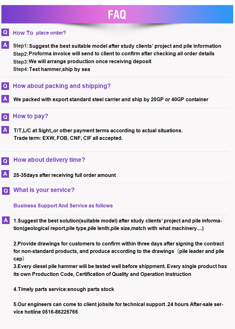 DD45 Guide Rod Diesel Pile Hammer - High Efficiency Piling
