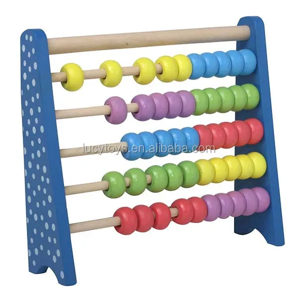 Rainbow Wooden Toy Counting Bead Abacus With Kids Abacus Beads Wooden ...