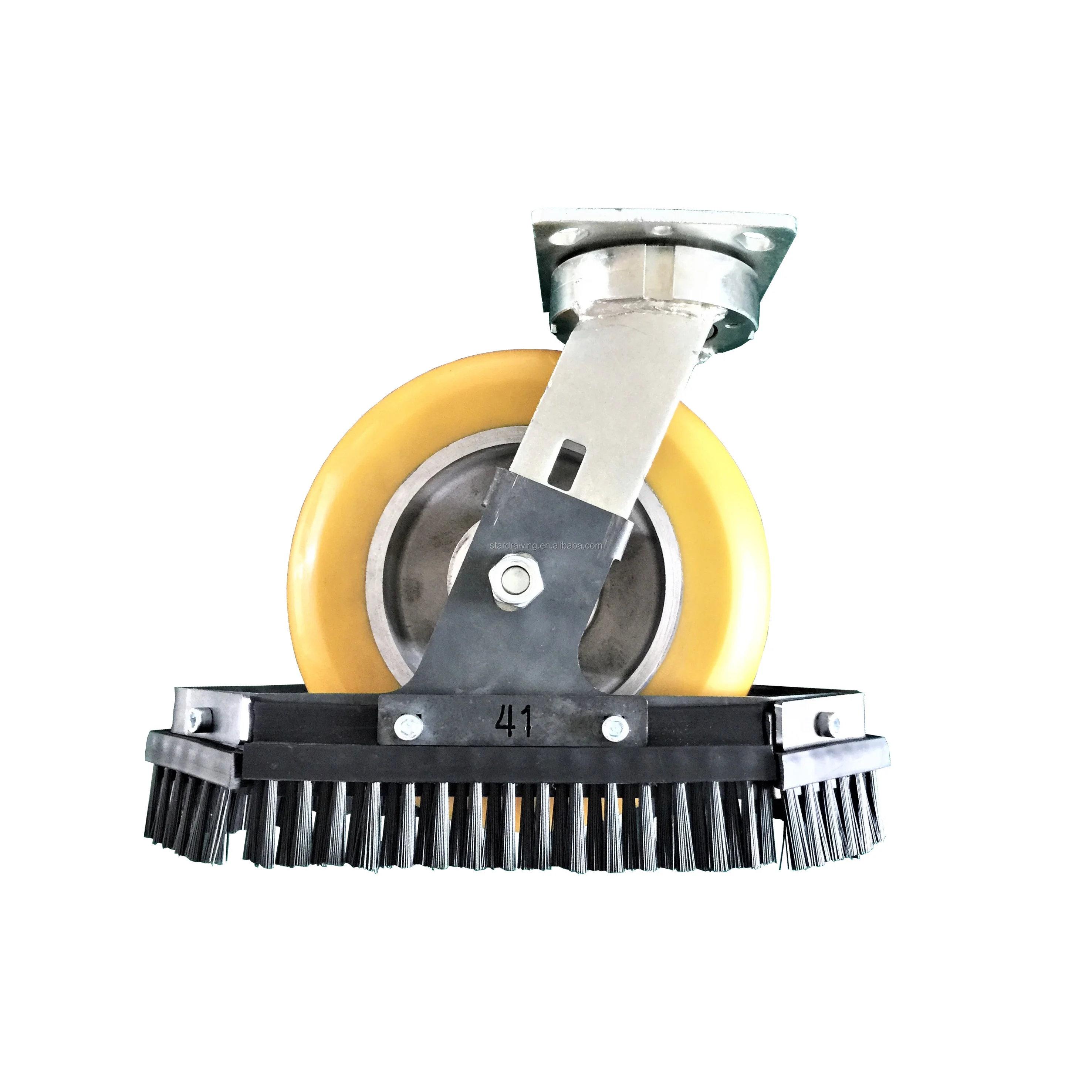 Ss Industrial Pu Casters Wheels With Self Sweeping Brush 4 5 6 8 Inch ...