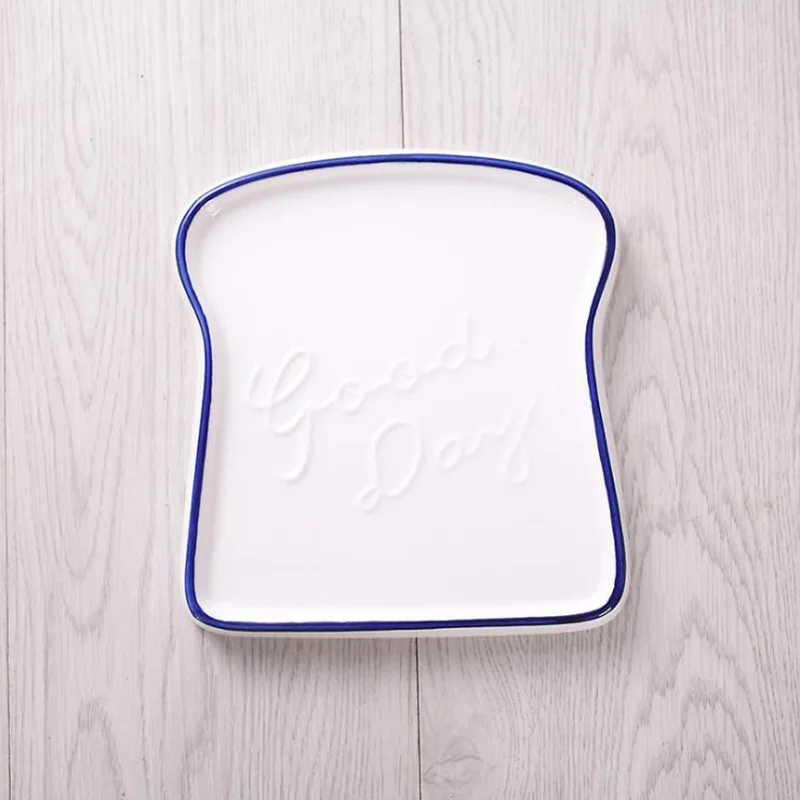 Solhui Ceramic Bread Plate - Creative Toast Shape Design