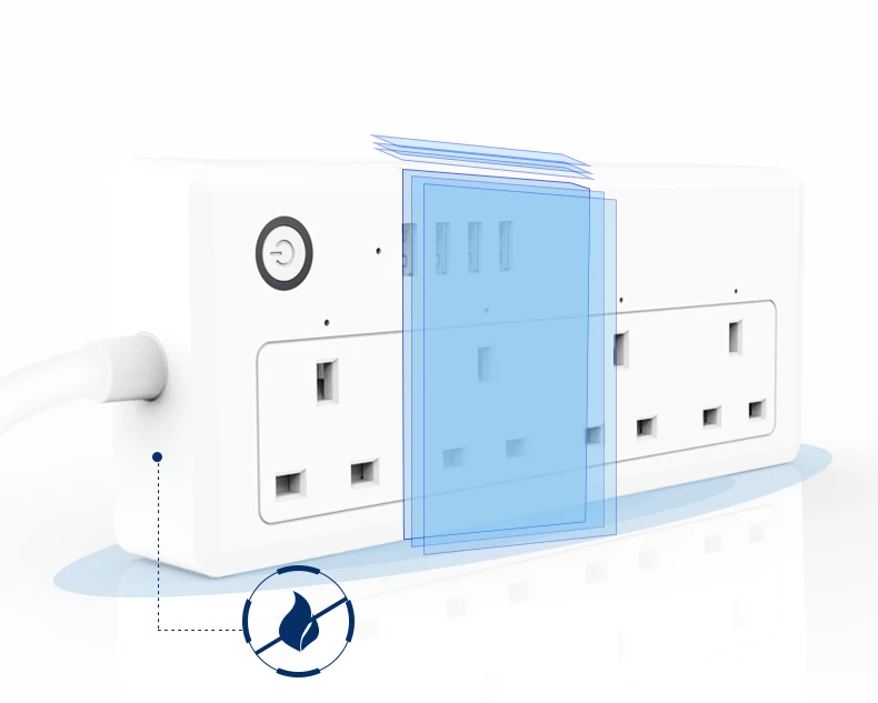 Wifi Power Strip Uk Standard 100-240v 13a Rated Smart Extension Socket ...