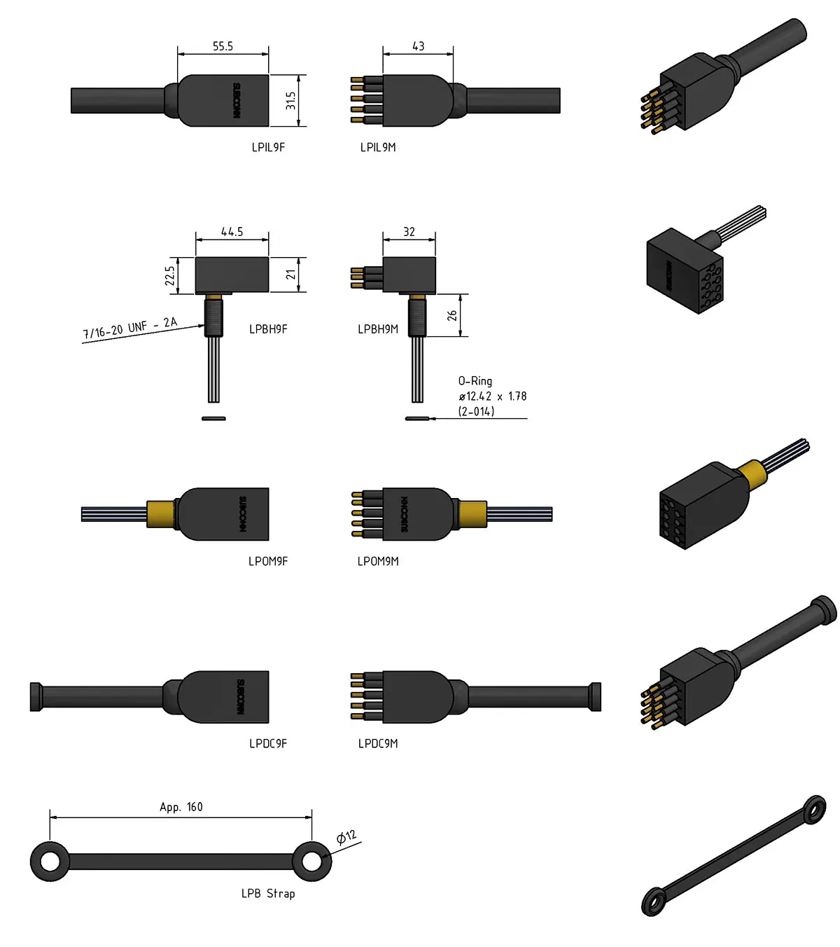 Ip69k Subconn Wet Pluggable Watertight Rov Lpil9f Lpbh9m Right Angle ...