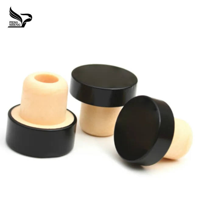 Aluminum Synthetic T Cork Stoppers Black Color Wood Wine Bottles ...
