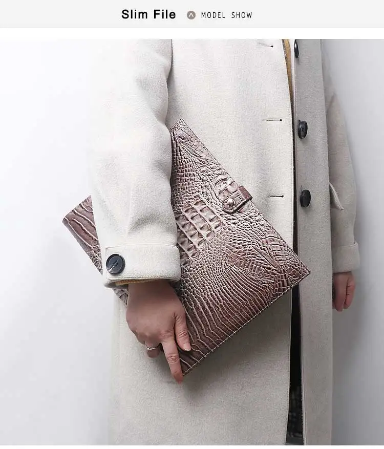 Arabic Student Crocodile File Folder Pouch - A4 Document Bag