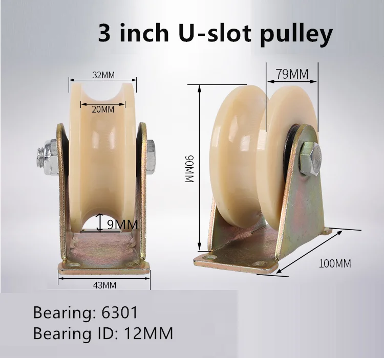 U Groove Track Nylon Katrol Ronde Buis Geleiderail Plastic Katrol ...