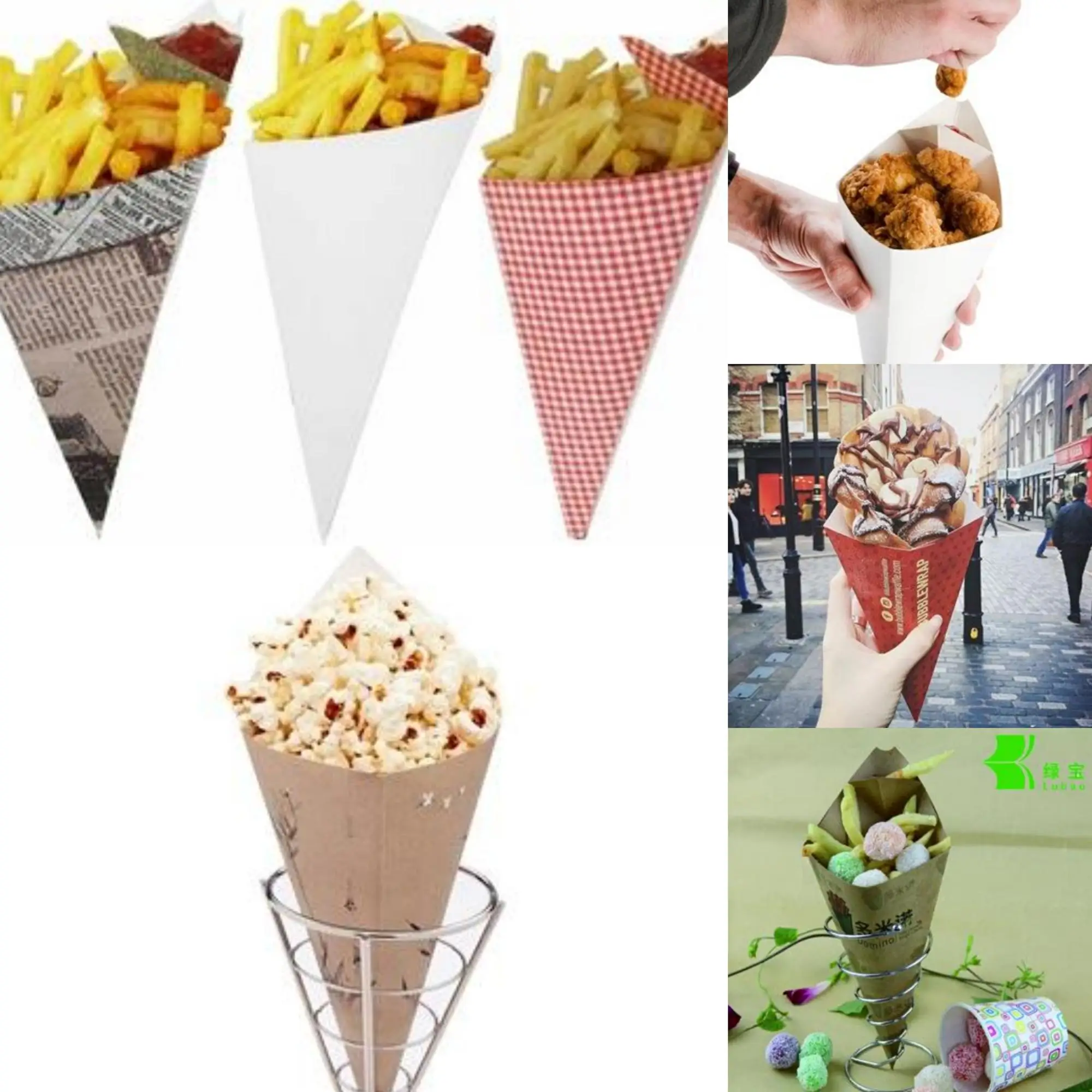 Lower Price French Fries Crepe Paper Cone Holder