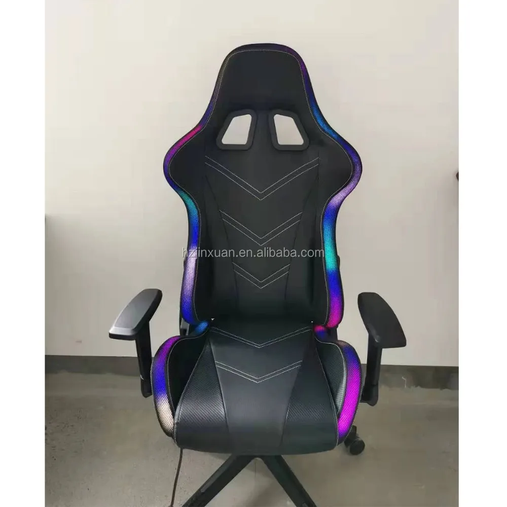 Gaming Chair With Led Light Rgb Adjustable Armrest Pu Leather Reclining ...
