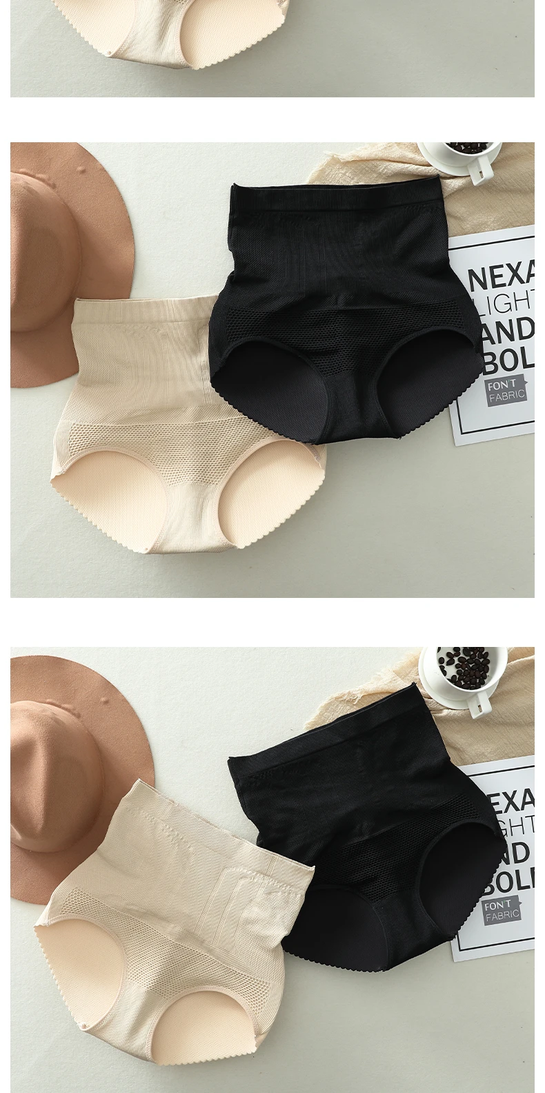 Seamless High Waist Padded Butt Lifter Slimming Plain Nylon Spandex ...