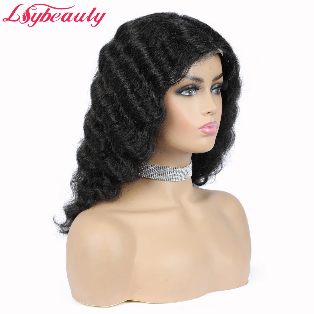 Lsy Beauty Natural Black 1B Color Ocean Deep Wave Wig