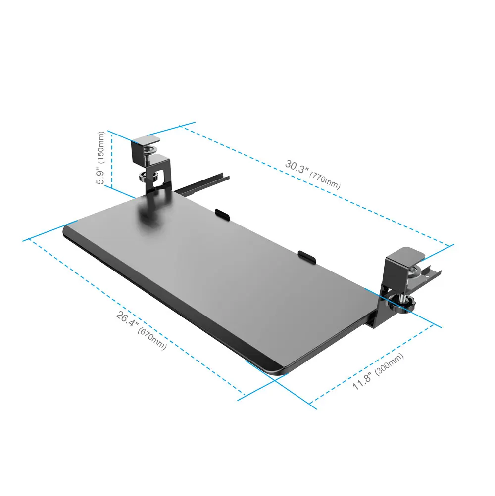 Clamp-on Under Desk Ergonomic Wrist Rest Desk Extender Platform ...