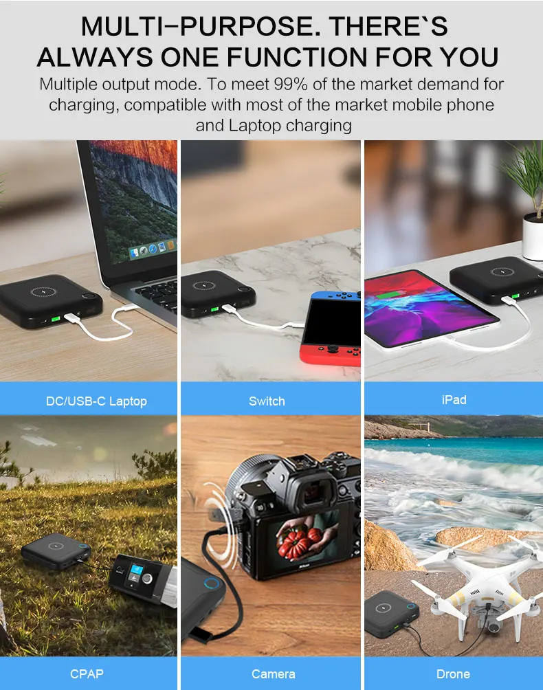 Mobile Powerbank 30000mah Power Bank Dc 12 24v Usb-c Pd 60w Wireless ...