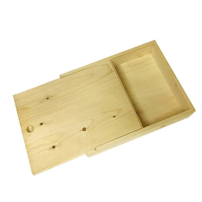 Unfinished Custom Logo Small Sliding Lid Wooden Jewelry Gift Wooden Box ...