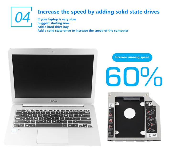 Second HDD Caddy - 2.5 Inch SATA Adapter for Hard Drive
