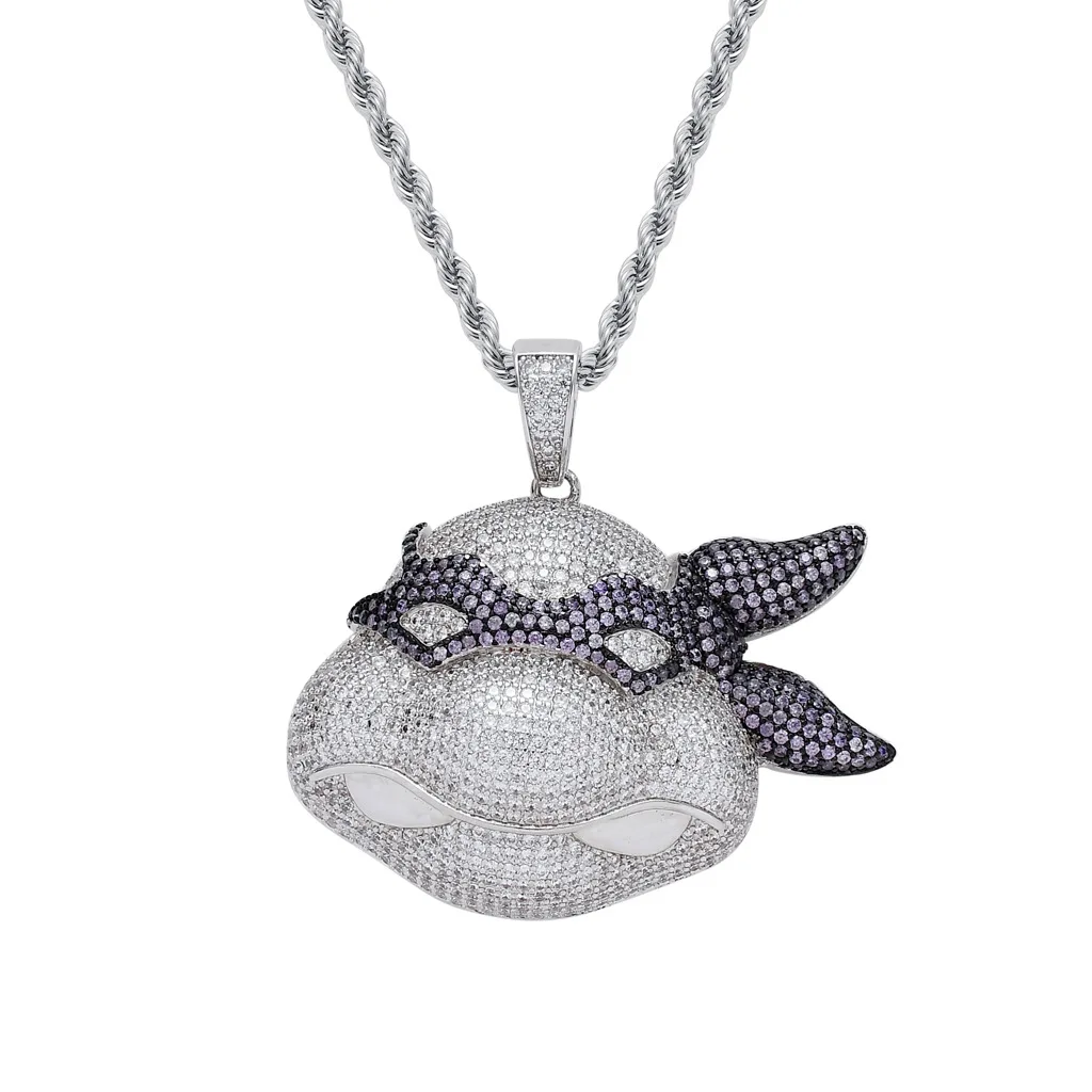 Trend Brass Iced Out Anime Ninja Turtle Necklaces - Hip Hop Jewelry for ...
