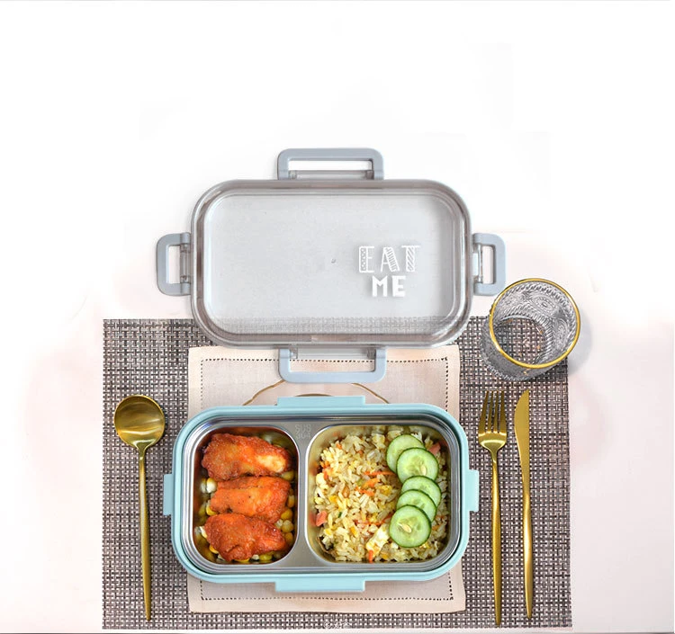 Korean New 2 Compartments Four Button Thick Stainless Steel Lunch Box ...