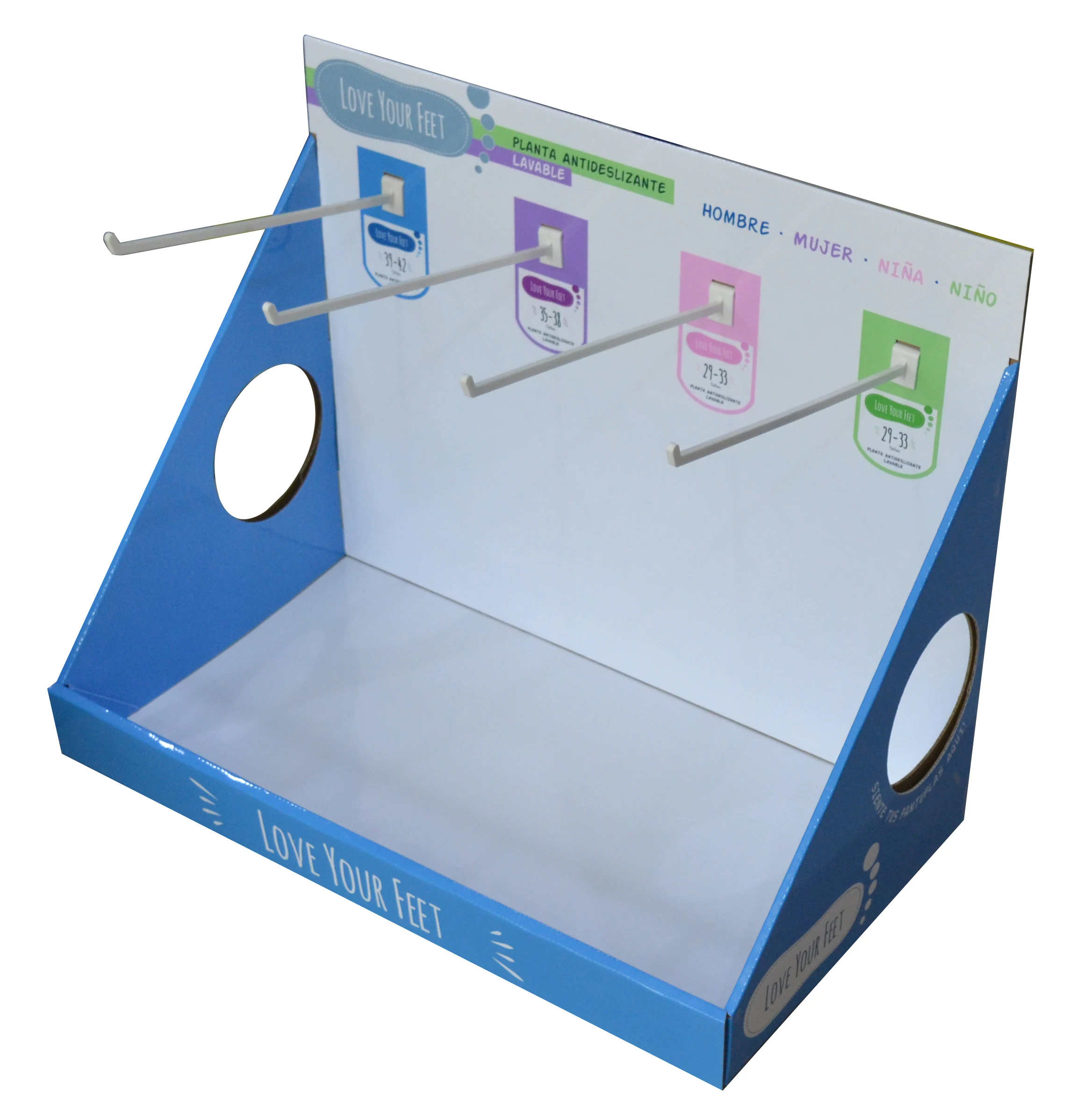 Cardboard PDQ Plastic Pegs - Corrugated Shelf Bin Display