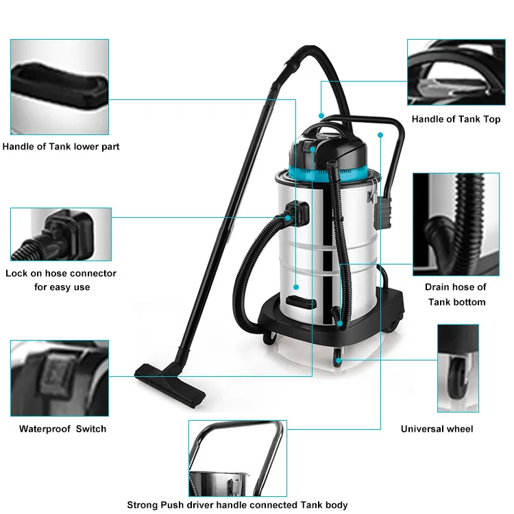 Heavy Duty 60L 1400W 1600W Commercial Wash Upright Vacuum Cleaners ...