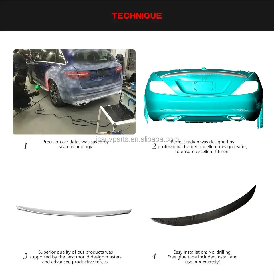 Carbon Fiber Slc43 Rear Trunk Spoiler Wing For Mercedes-benz Slc Class ...