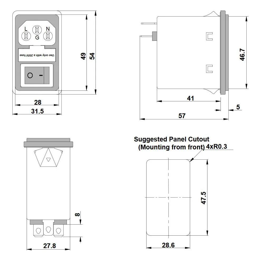 ONEGOL Power Entry Module - EMI Filter with C14 Socket