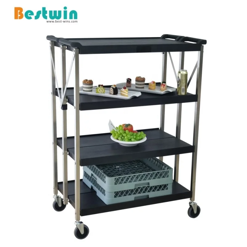 Collapsible Food Cart - Heavy Duty Folding Utility Trolley