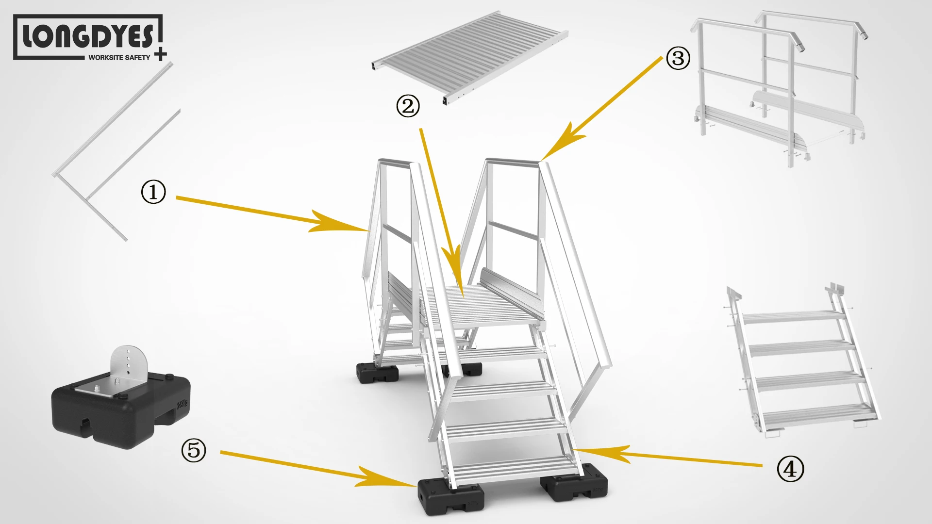 Rooftop Industrial Aluminum Crossover Stairs Ladders Bridge Steps Ramp ...