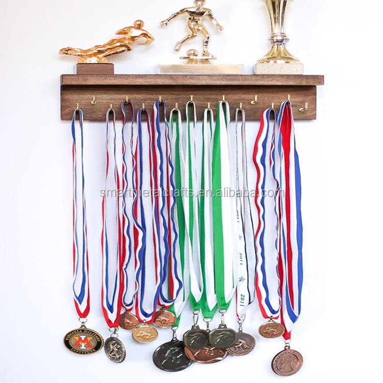 Trophy Rack and Medal Display - Durable Wood Hanger