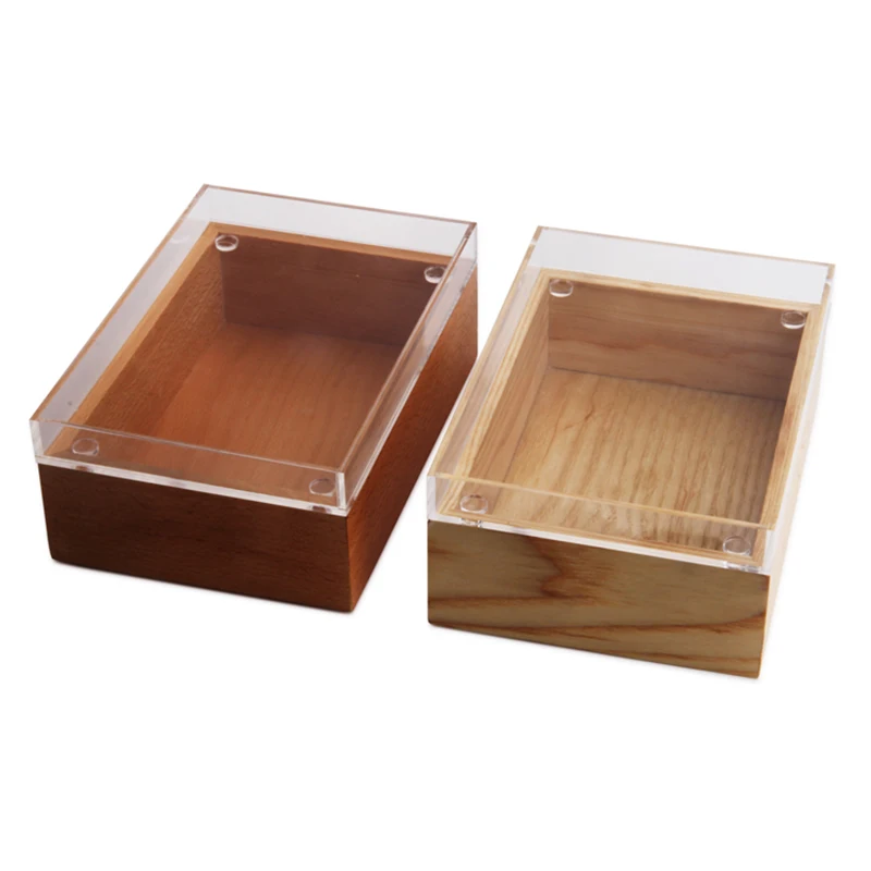 Small Size 2 Layer Wood Storage Box With Acrylic Tray Perfect Way To ...