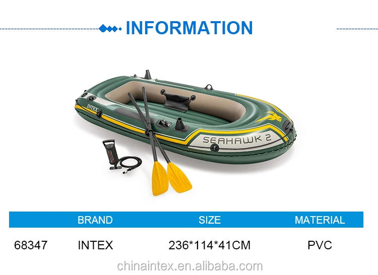 Intex 68347 Seahawk 2 Air Boat Set Outdoor Water Fishing Sport Series ...