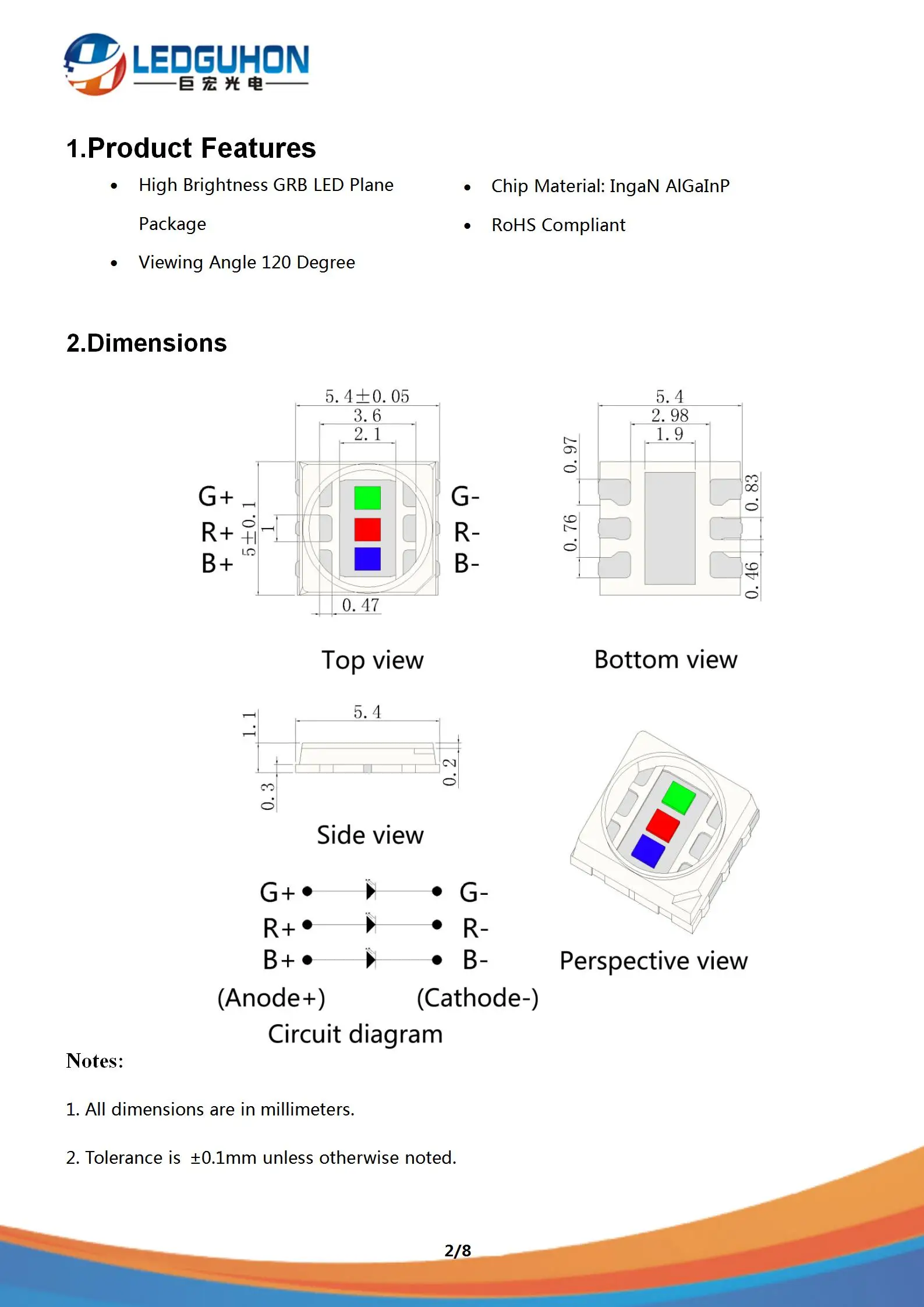 3W 5054 RGB SMD LED Chip - Full Color Diode by LEDGUHON