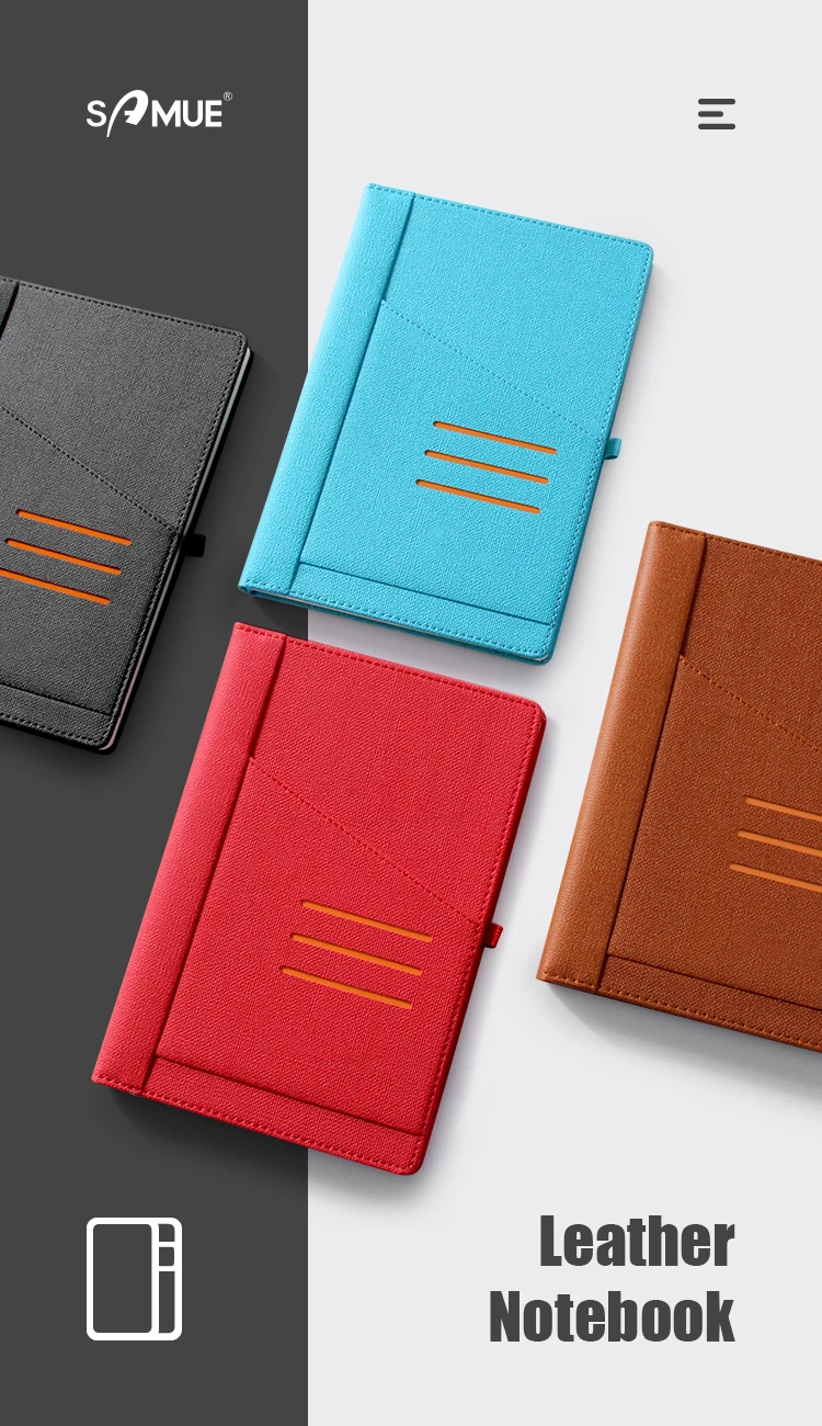 Simple Office Use - Beautiful Lined PU Notebook Leather Cover with Pen Loop