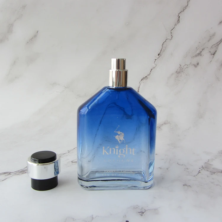 Rectangle 100 Ml Light Blue Empty Men's Cologne Bottles