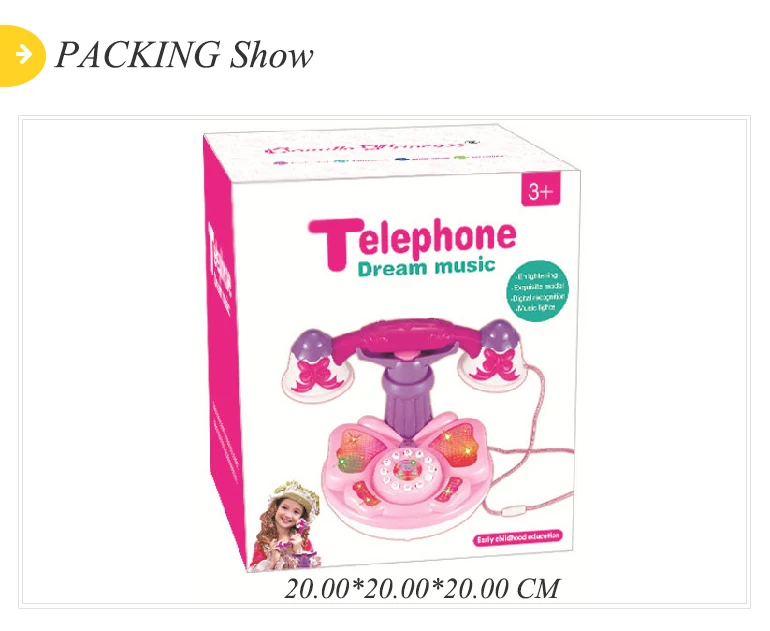 Butterfly Pink Landline Phone Music Telephone Toy for Girls