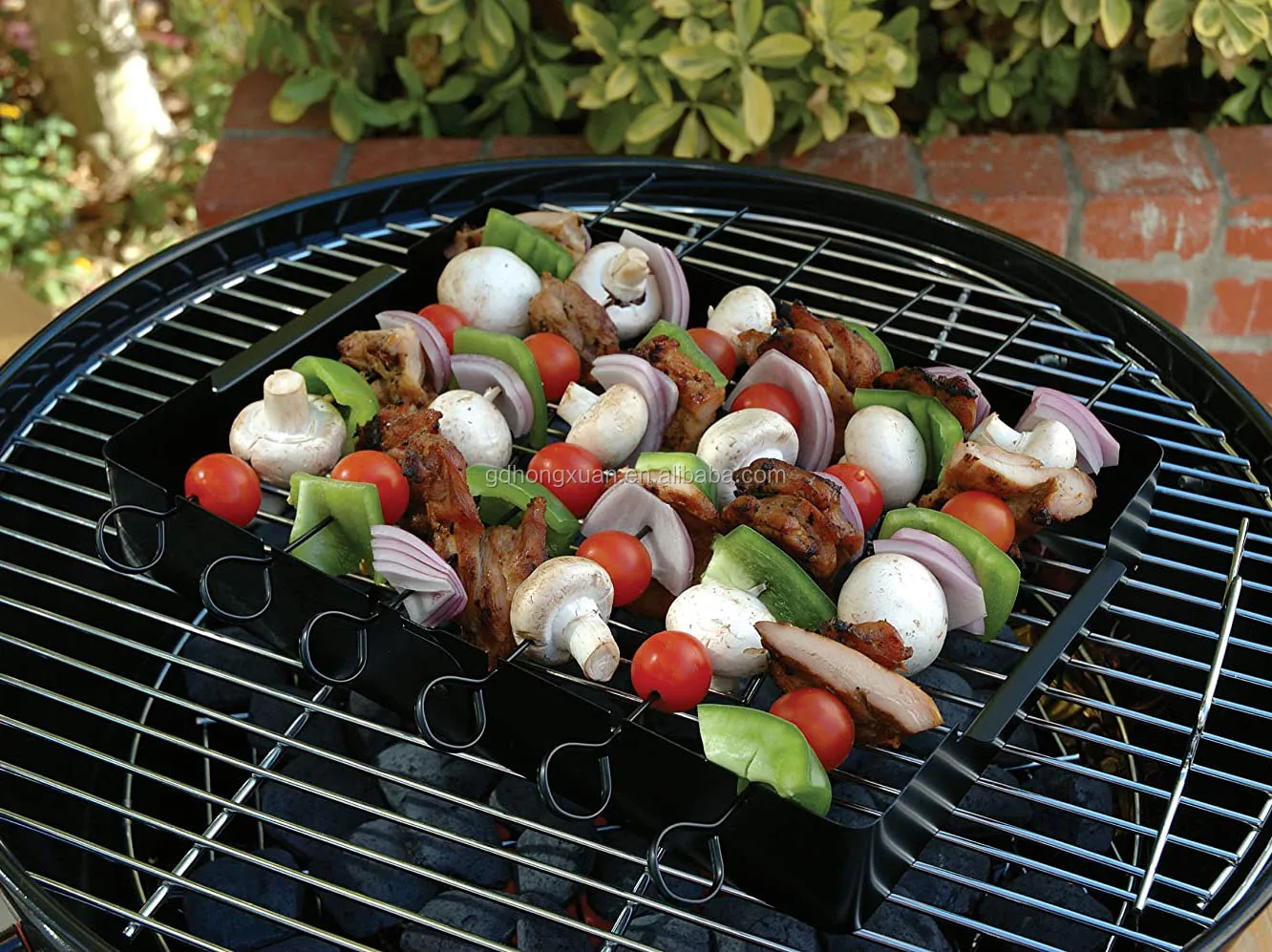 Kabob Set Stainless Steel Skewer And Grill Rack Set For Cooking On Gas ...