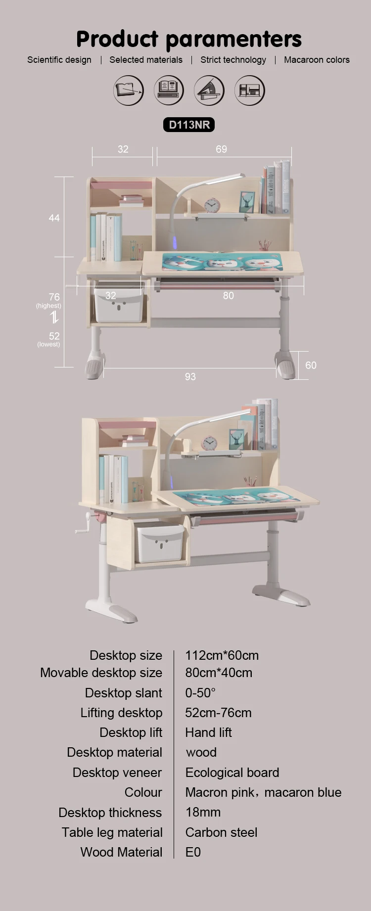 Igrow Wooden Study Desk Ergonomic Kids Study Desk Desk And Chair - Buy ...