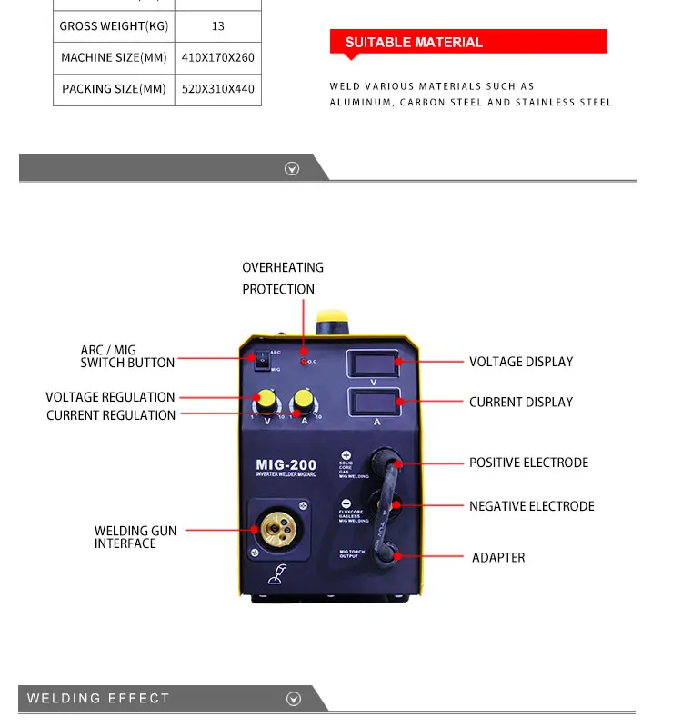 고주파 알루미늄 용접기 Mig 200 Mig 용접기 스풀 건 용접 Mig Mag Mma Tig - Buy 알루미늄 용접기 Mig ...