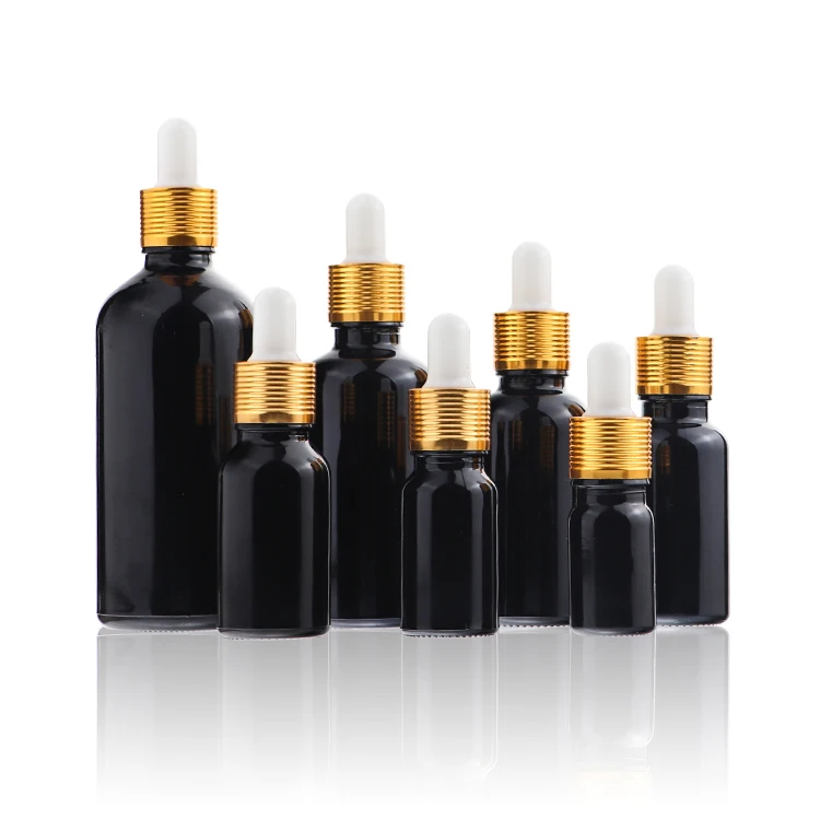 Glossy Black Tincture Bottles Glass Dropper Serum Bottle 5ml 10ml 15ml ...