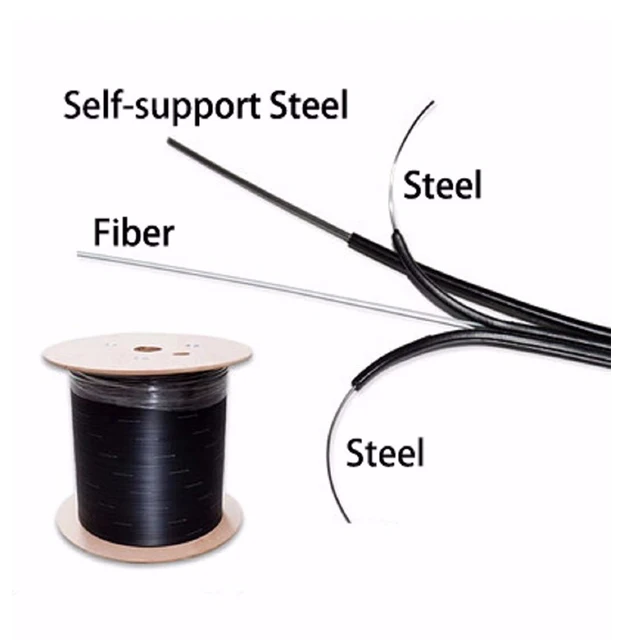 Self-supporting Outdoor Steel Messenger Wire Frp G657 Ftth Drop Fibra ...