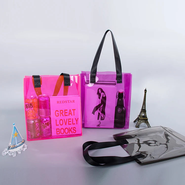 Custom Logo Wholesale Waterproof Clear Shopping Bag Fashion Transparent ...