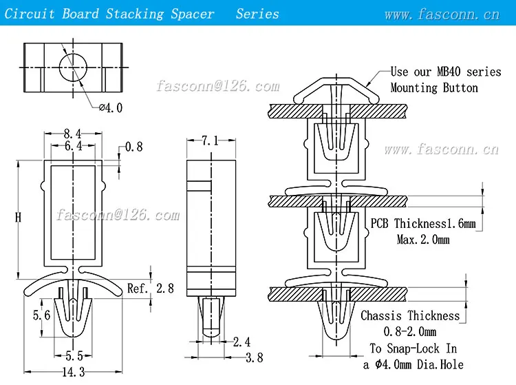 Circuit Board Stacking Spacer - CBSS Nylon PCB Support Pillars