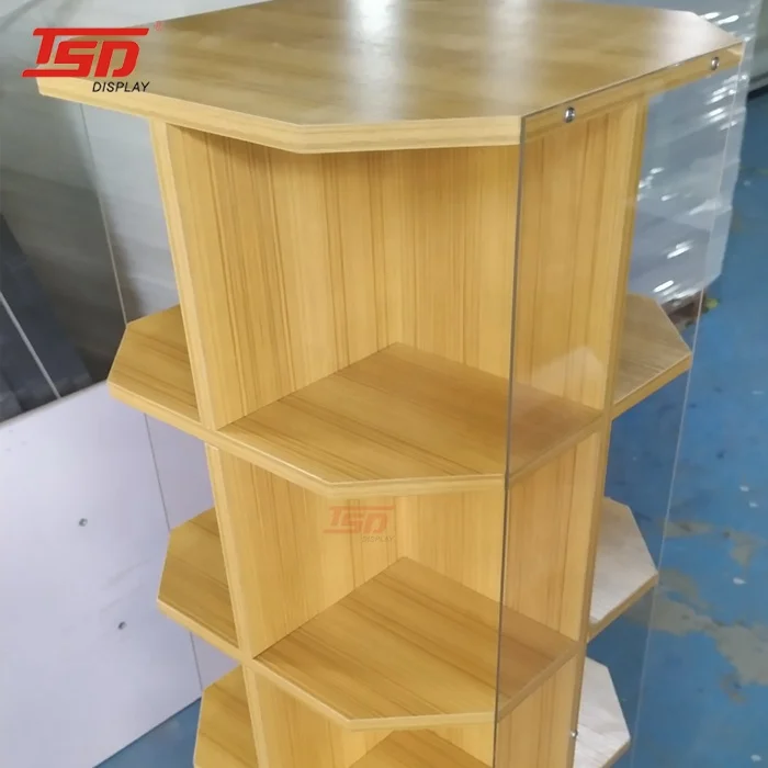 Rotating Wooden Book Display Shelf for Retail Stores - Eco-Friendly ...