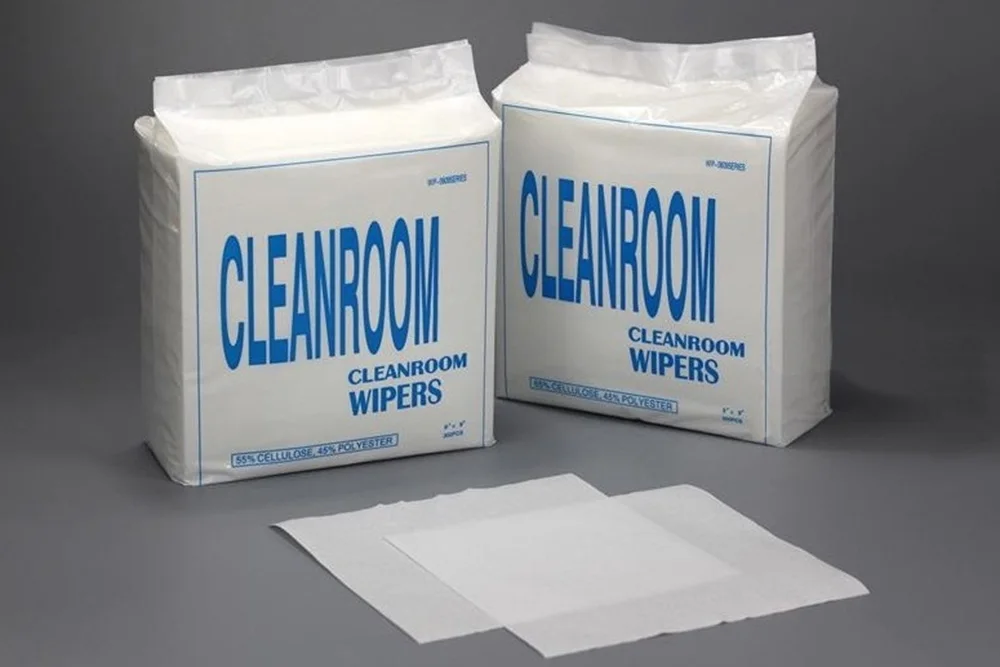 White Disposable Cleanroom Wipes For Industrial Wood Pulp Polyester ...